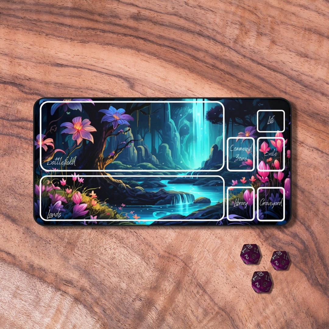 MTG Playmat With Zones, MTG Playmat Blue, Neoprene Gaming Mat, Trading ...