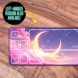 MTG Playmat With Zones, Pretty Pink Anime Card Playmat, Moon Themed TCG ...