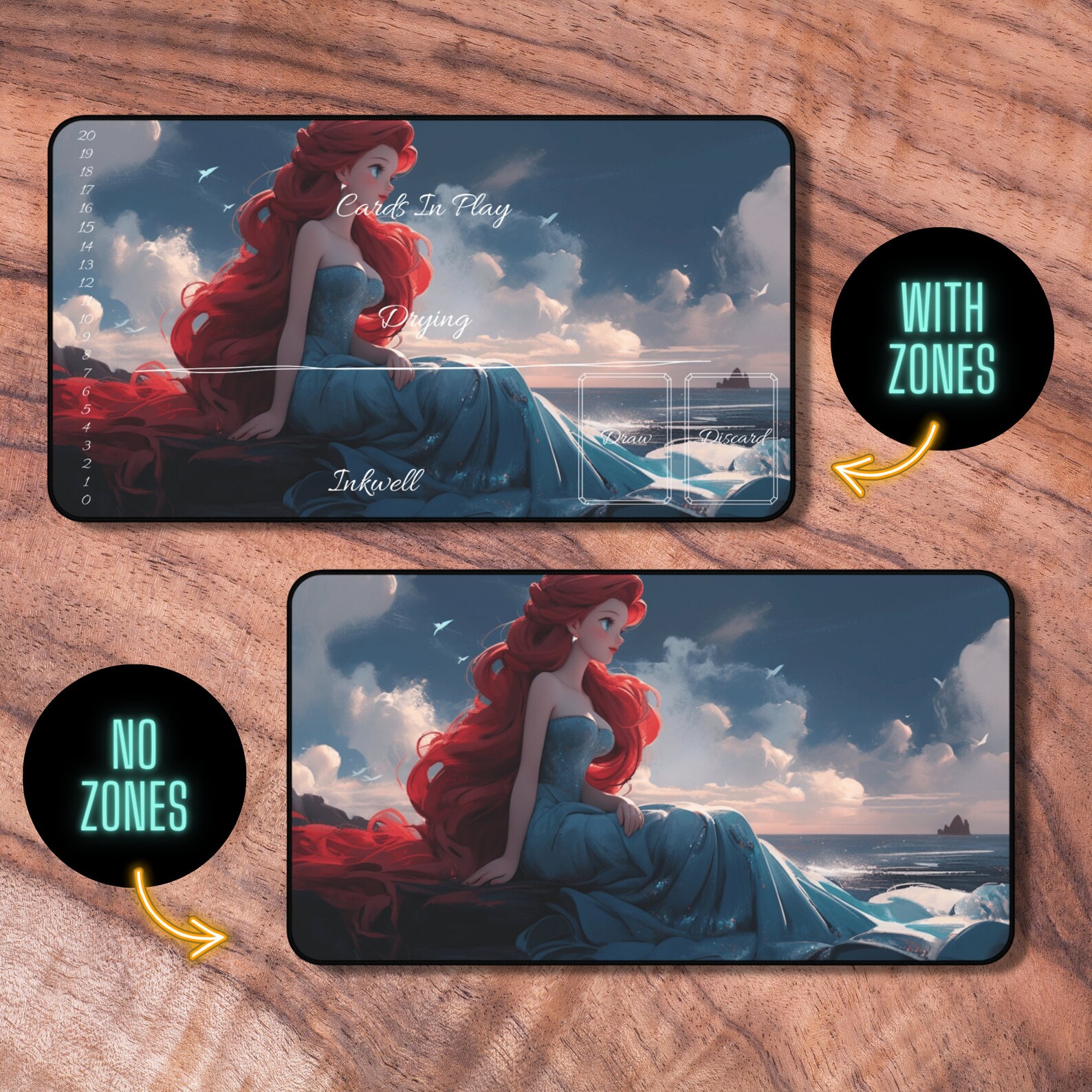 Lorcana Playmat With Zones, the Little Mermaid Themed TCG Playmat ...