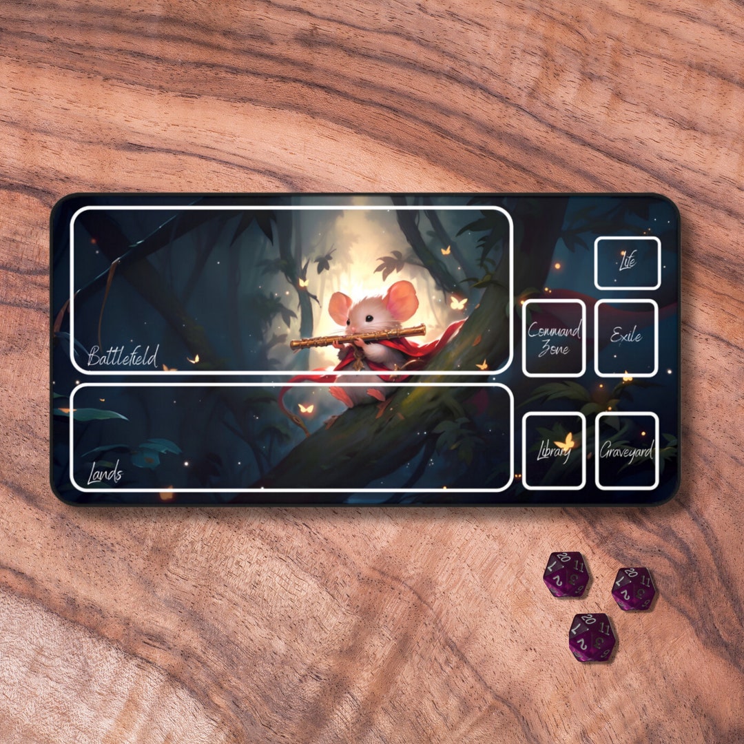 MTG Playmat With Zones, Commander Mouse Themed MTG Playmat, Woodland ...