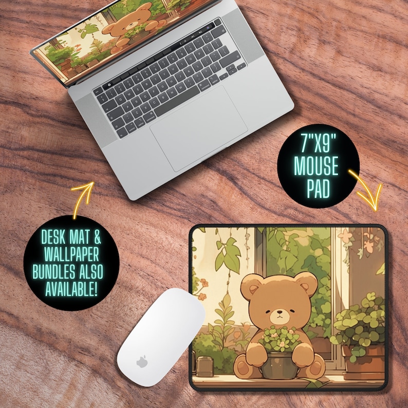 Lofi Desk Mat Plant Themed Gaming Mouse Pad Cute Anime - Etsy