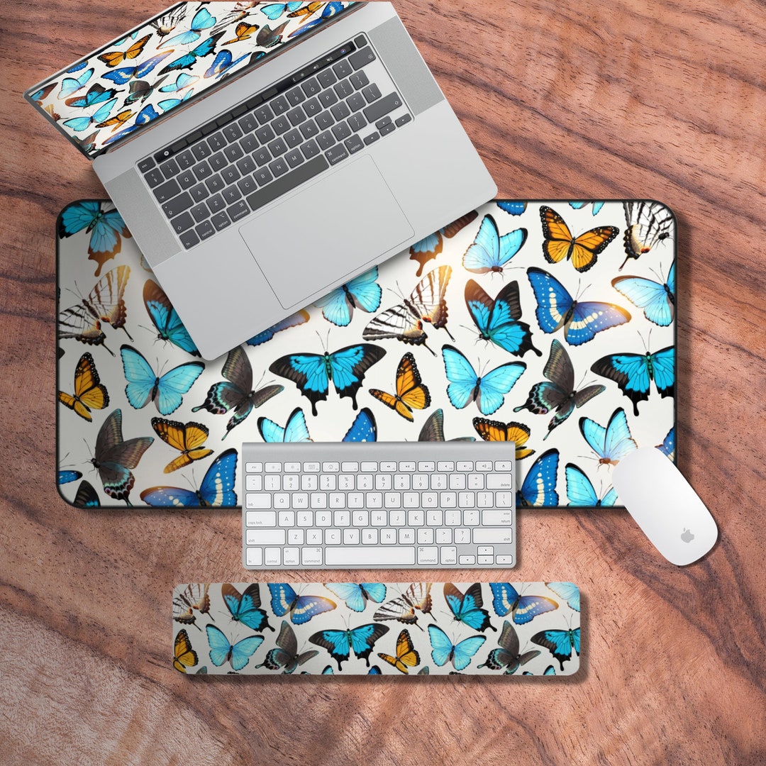 Desk Mat Blue Butterfly, Deskmat Aesthetic, Butterfly Themed Laptop Mat ...