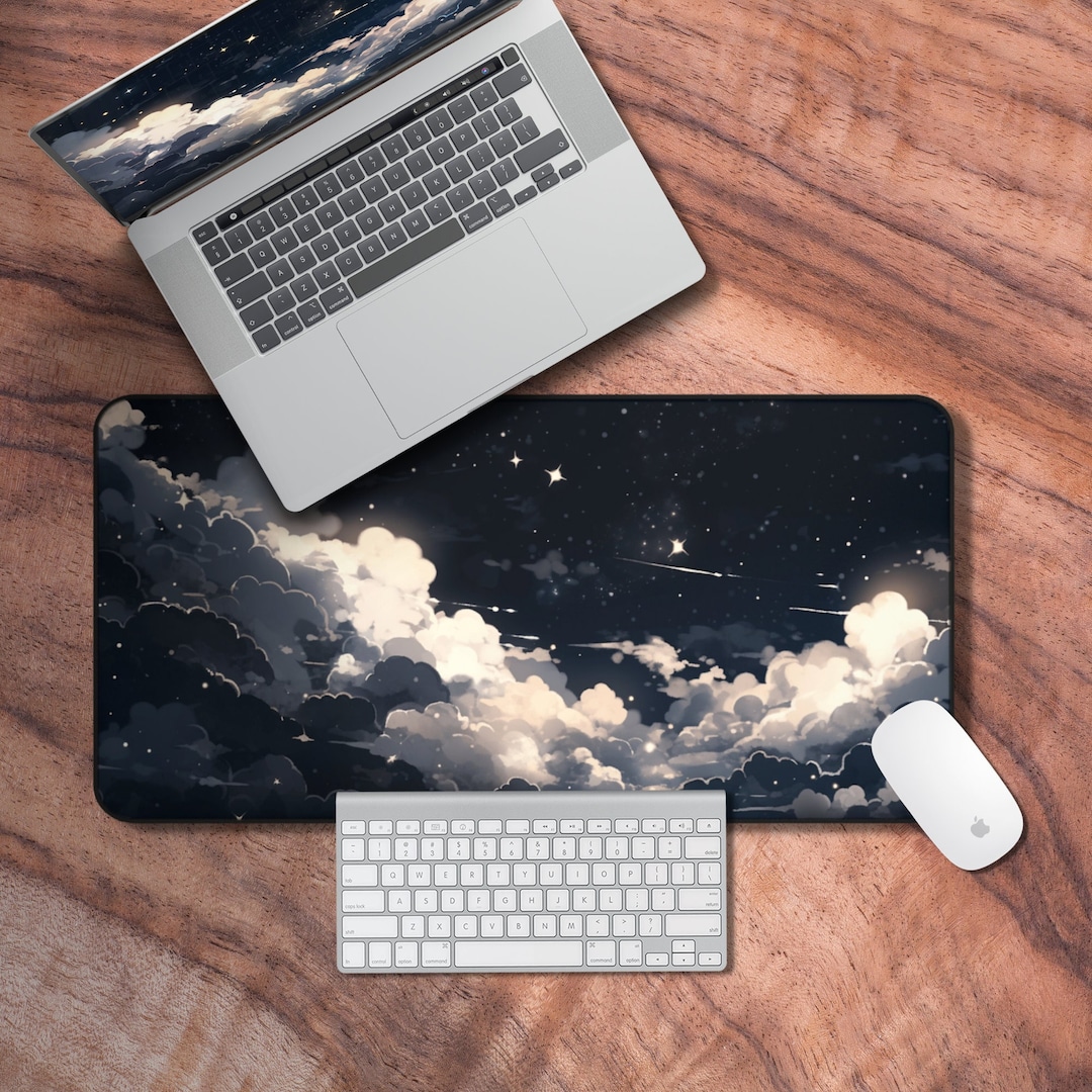 Desk Mat Anime, Night Sky Mouse Pad, Black Gaming Desk Mat, Extended ...