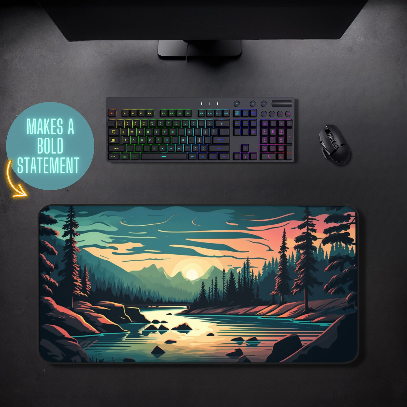 Nature Gaming Desk Mat, Large Landscape Mouse Pad, Desk Mat XL ...
