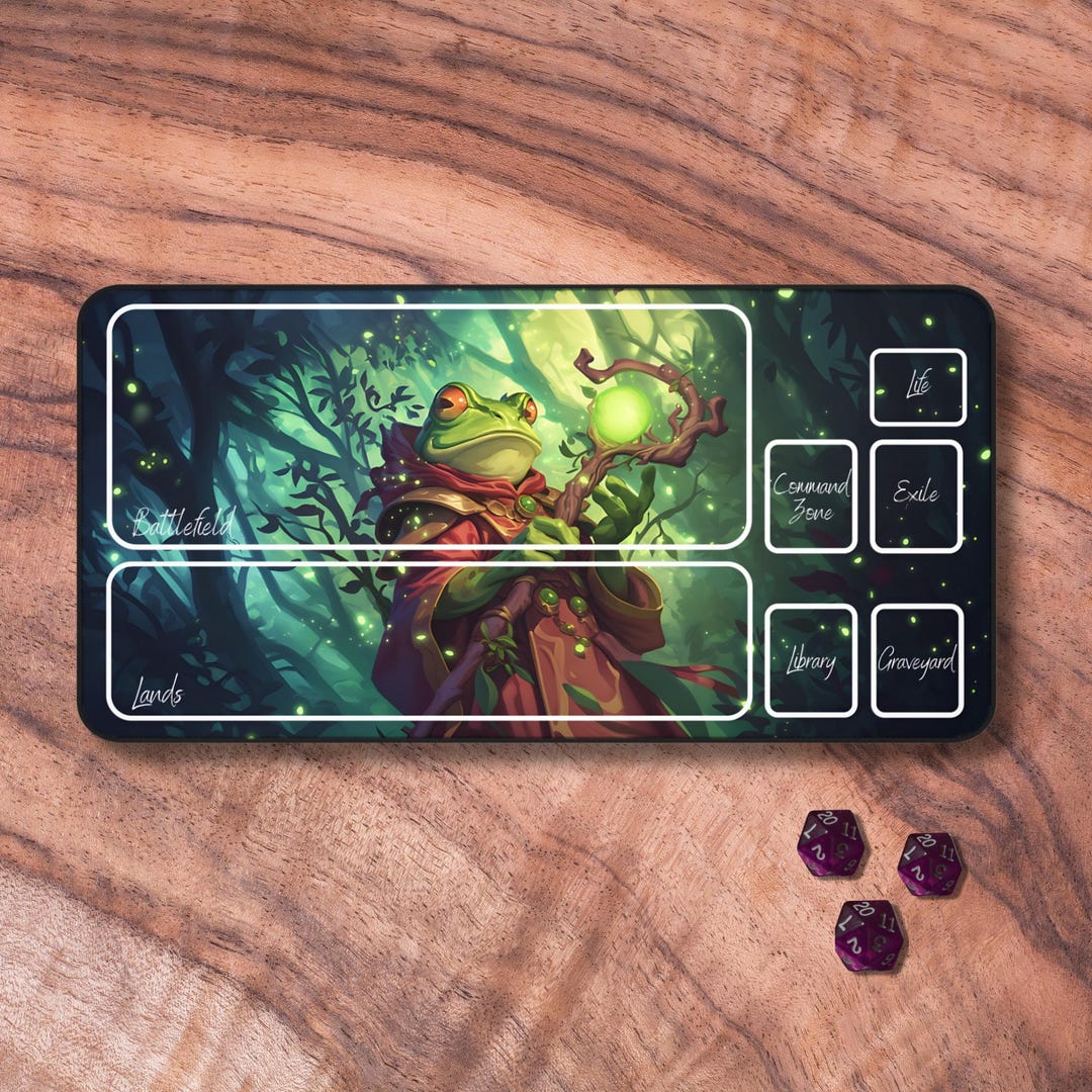 MTG Playmat With Zones, Frog Sorcerer Themed TCG Playmat, Unofficial ...