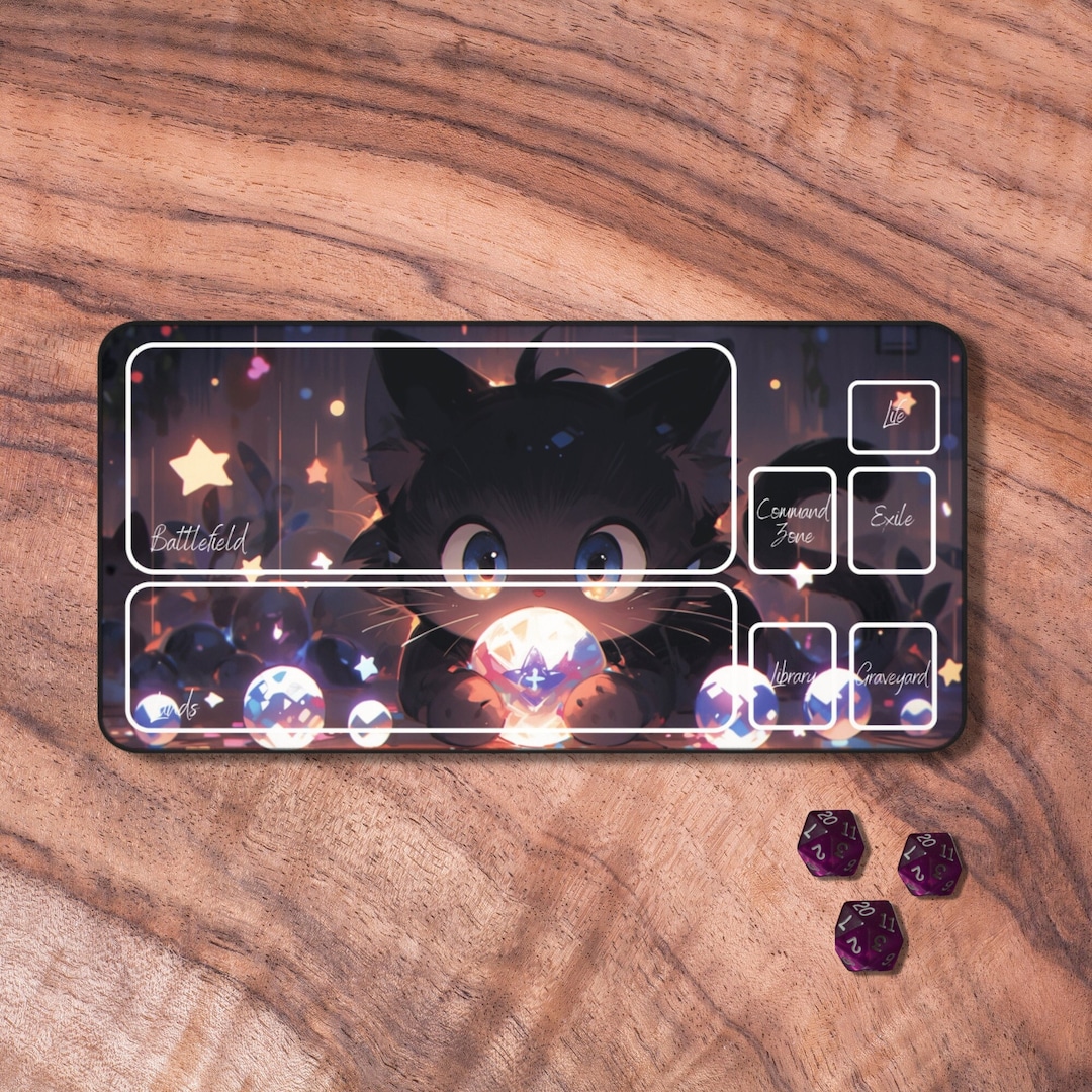 MTG Playmat Cat, MTG Playmat With Zones, Cute Anime Themed TCG Playmat ...