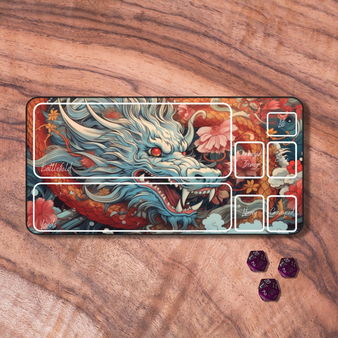 MTG Playmat Dragon, MTG Playmat With Zones, Japanese Themed TCG Playmat ...
