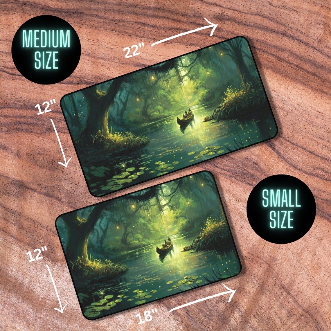 Green Bayou Desk Mat, Enchanted Forest Mouse Pad, XXL Mouse Pad, Green ...