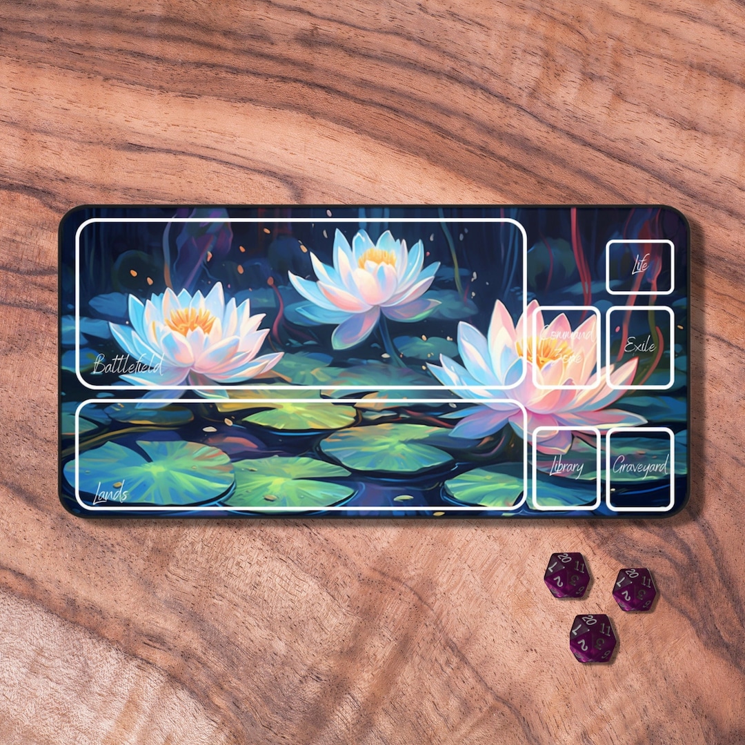 MTG Playmat With Zones, Lotus Flower Themed TCG Playmat, Card Playmat ...