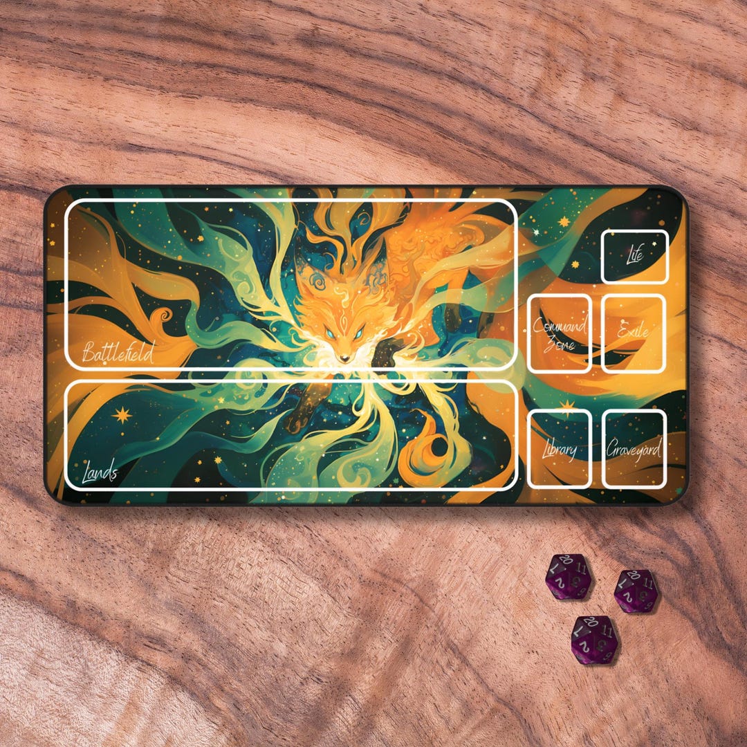 MTG Playmat With Zones, Nine Tails Fox Themed TCG Playmat, Unofficial ...