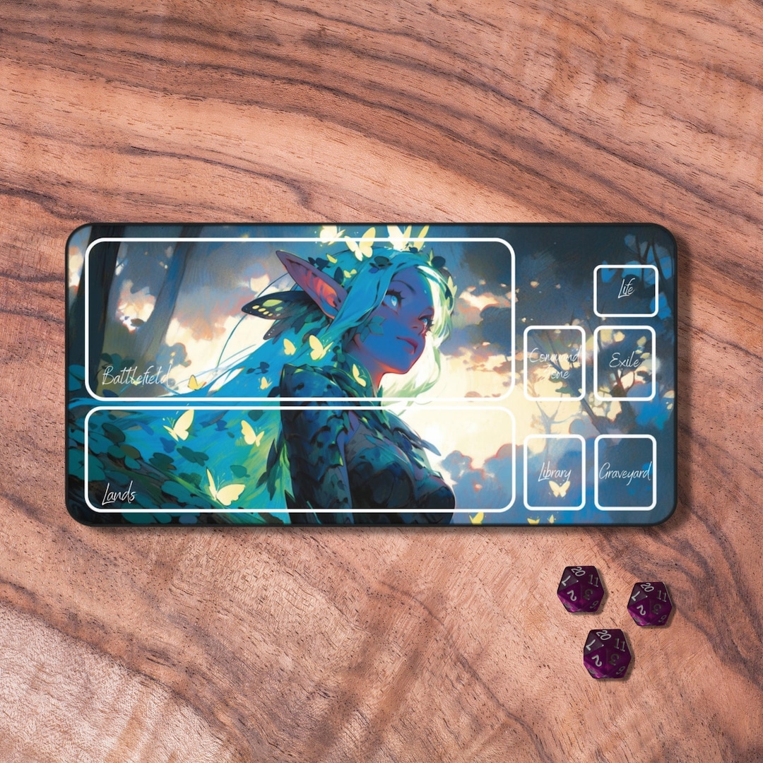 MTG Playmat With Zones, MTG Playmat Commander, Elf Themed Trading Card ...