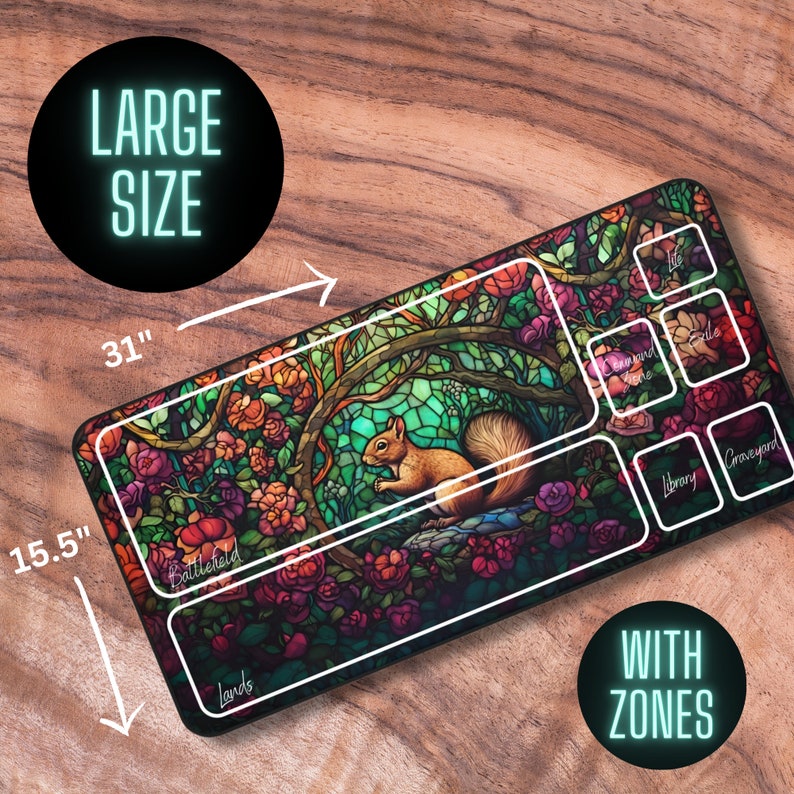 MTG Playmat Squirrel, Stained Glass Themed MTG Playmat Available With ...