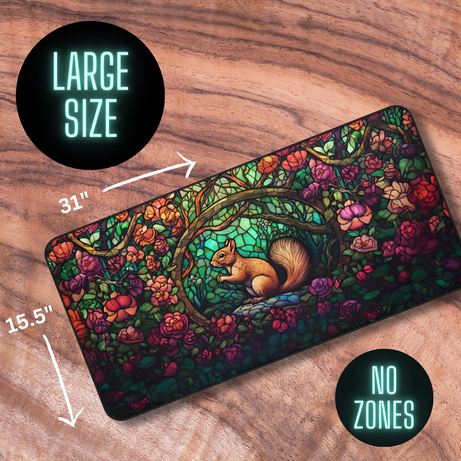 MTG Playmat Squirrel, Stained Glass Themed MTG Playmat Available With ...