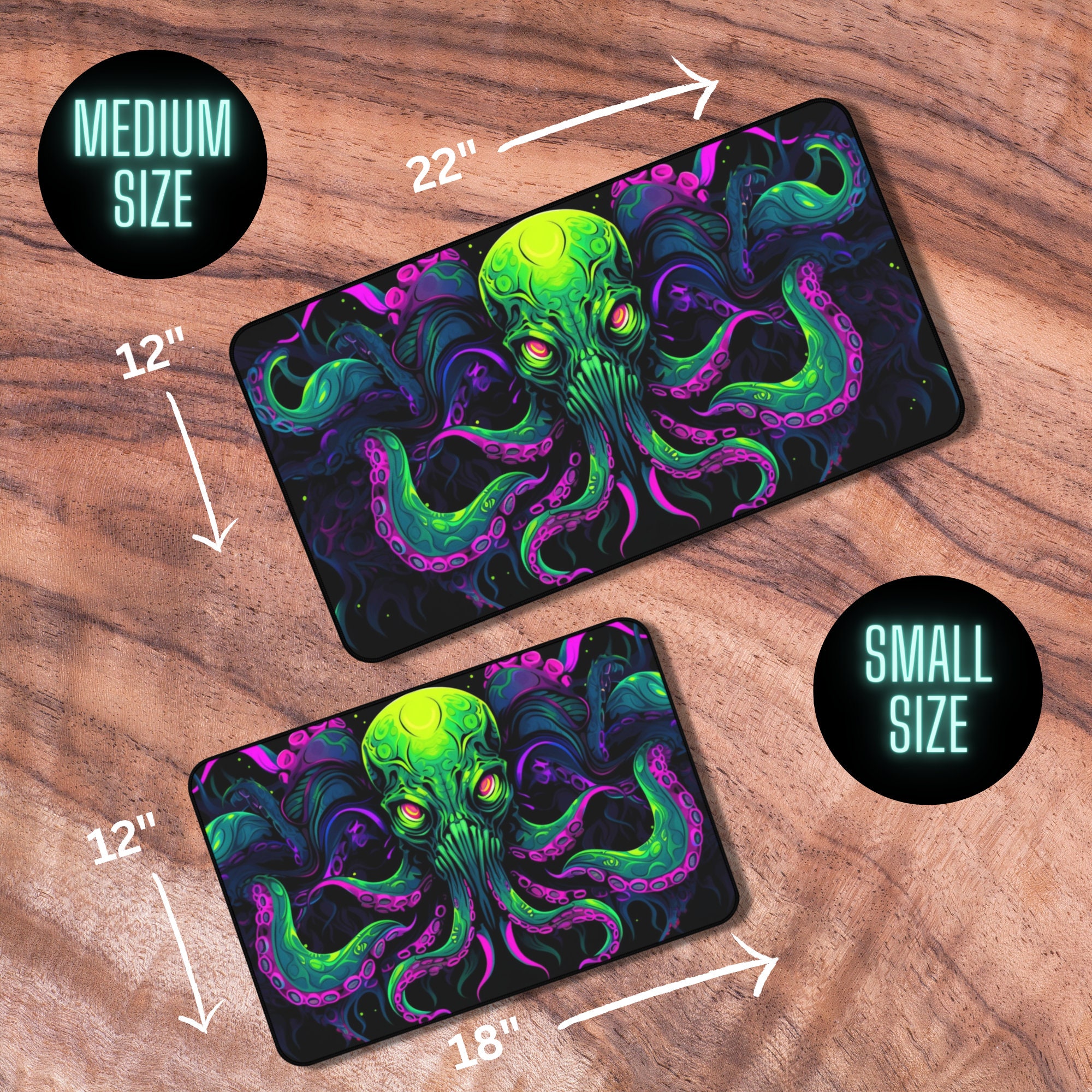 Desk Mat Cthulhu Neon Gaming Desk Mat Monster Themed Mouse - Etsy
