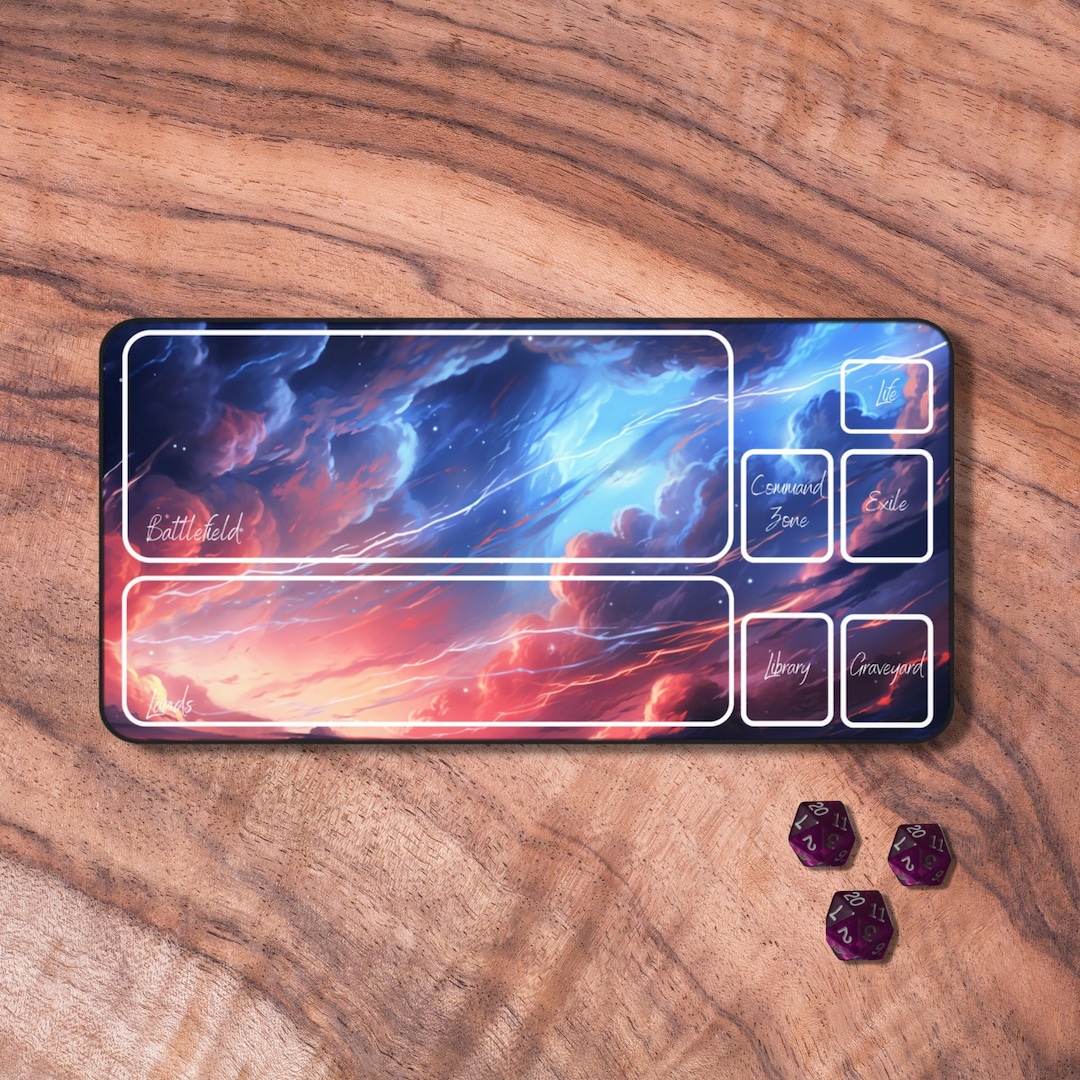 MTG Playmat Commander, MTG Playmat With Zones, Blue and Red Themed TCG ...