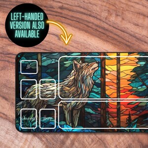 MTG Playmat With Zones, Wolf Themed MTG Playmat, Stained Glass TCG ...