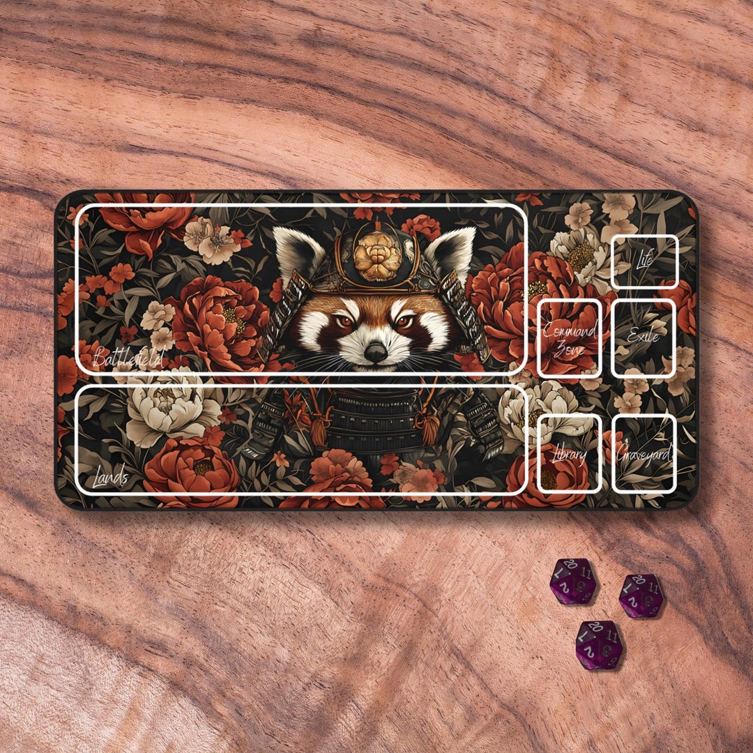 MTG Playmat Samurai, Red Panda Themed TCG Playmat, Unofficial MTG ...