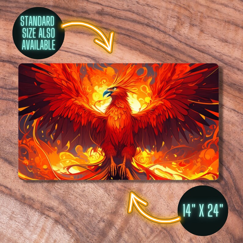MTG Playmat Phoenix, MTG Playmat With Zones, Red Trading Card Game ...