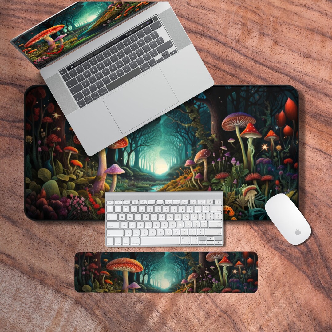 Desk Mat Mushroom Forest, Deskmat Dark Cottagecore, Forest Themed ...