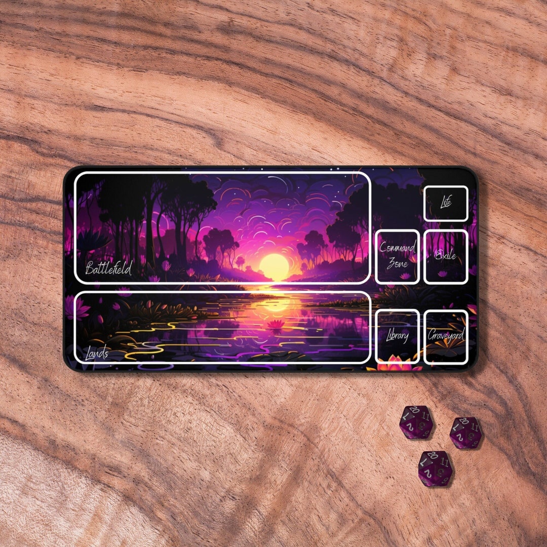 MTG Playmat Commander, MTG Playmat With Zones, Purple TCG Playmat ...
