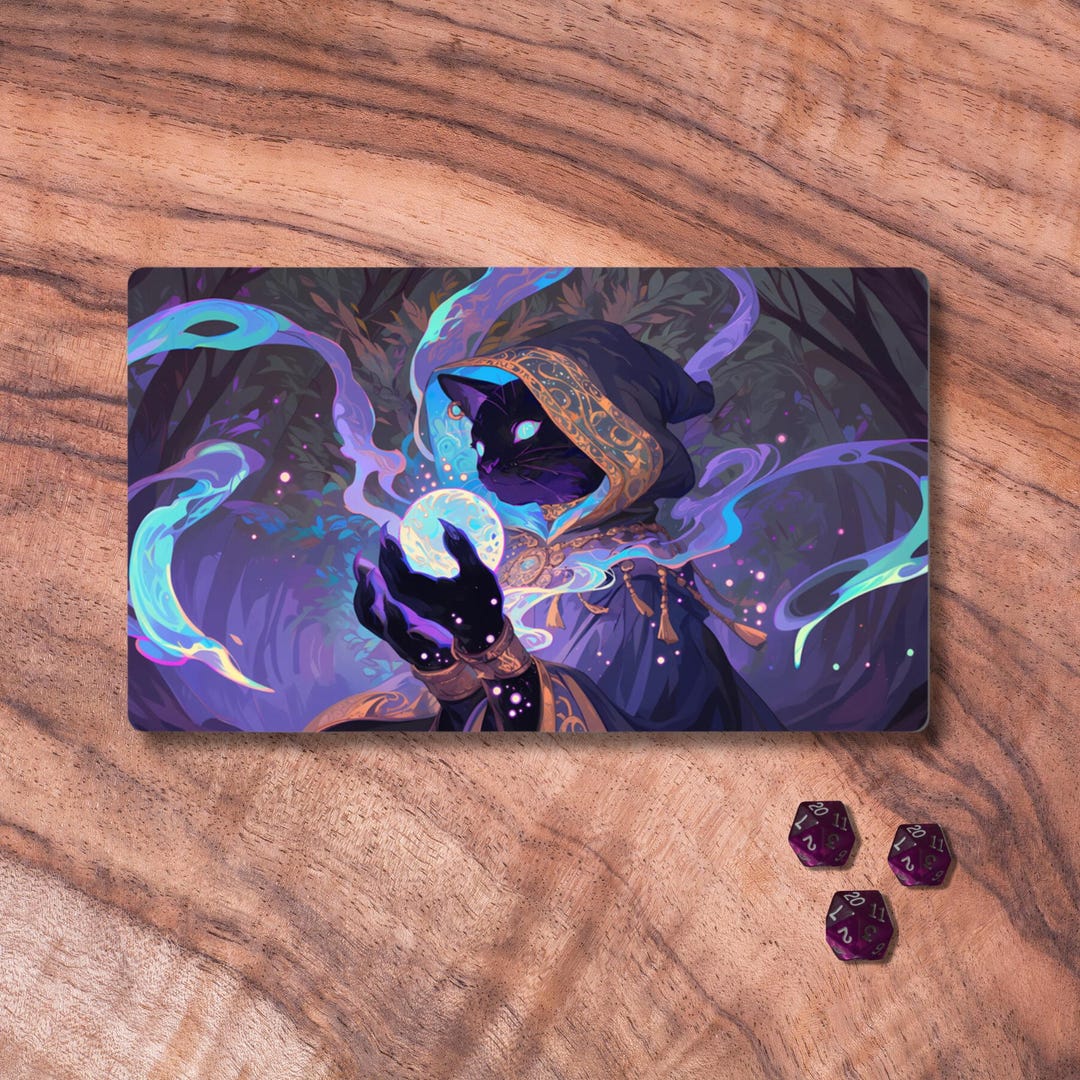 MTG Playmat, Cat Sorcerer Themed TCG Playmat, Unofficial MTG Playmat ...