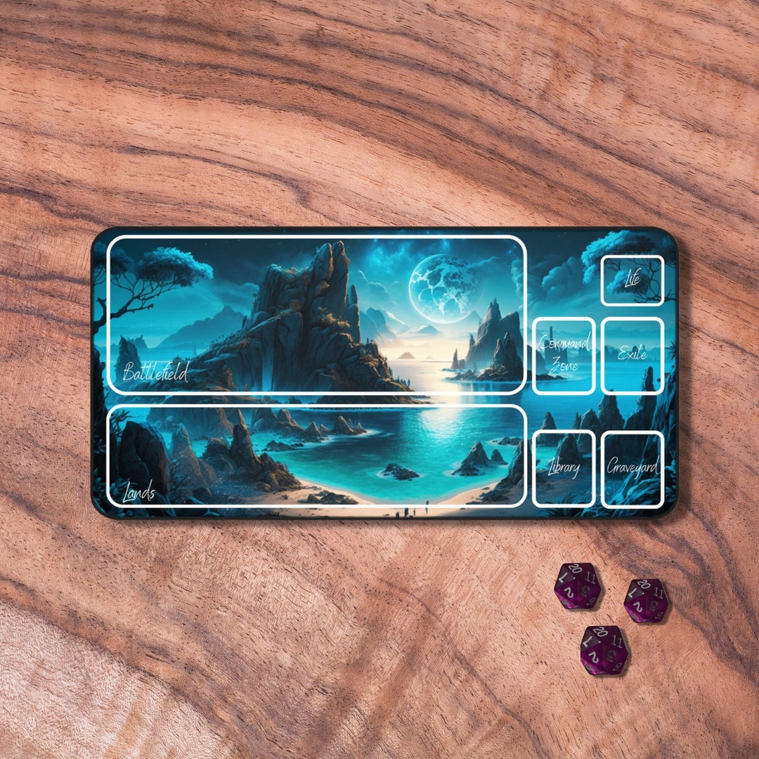MTG Playmat With Zones, Blue Island Themed TCG Playmat, MTG Playmat ...