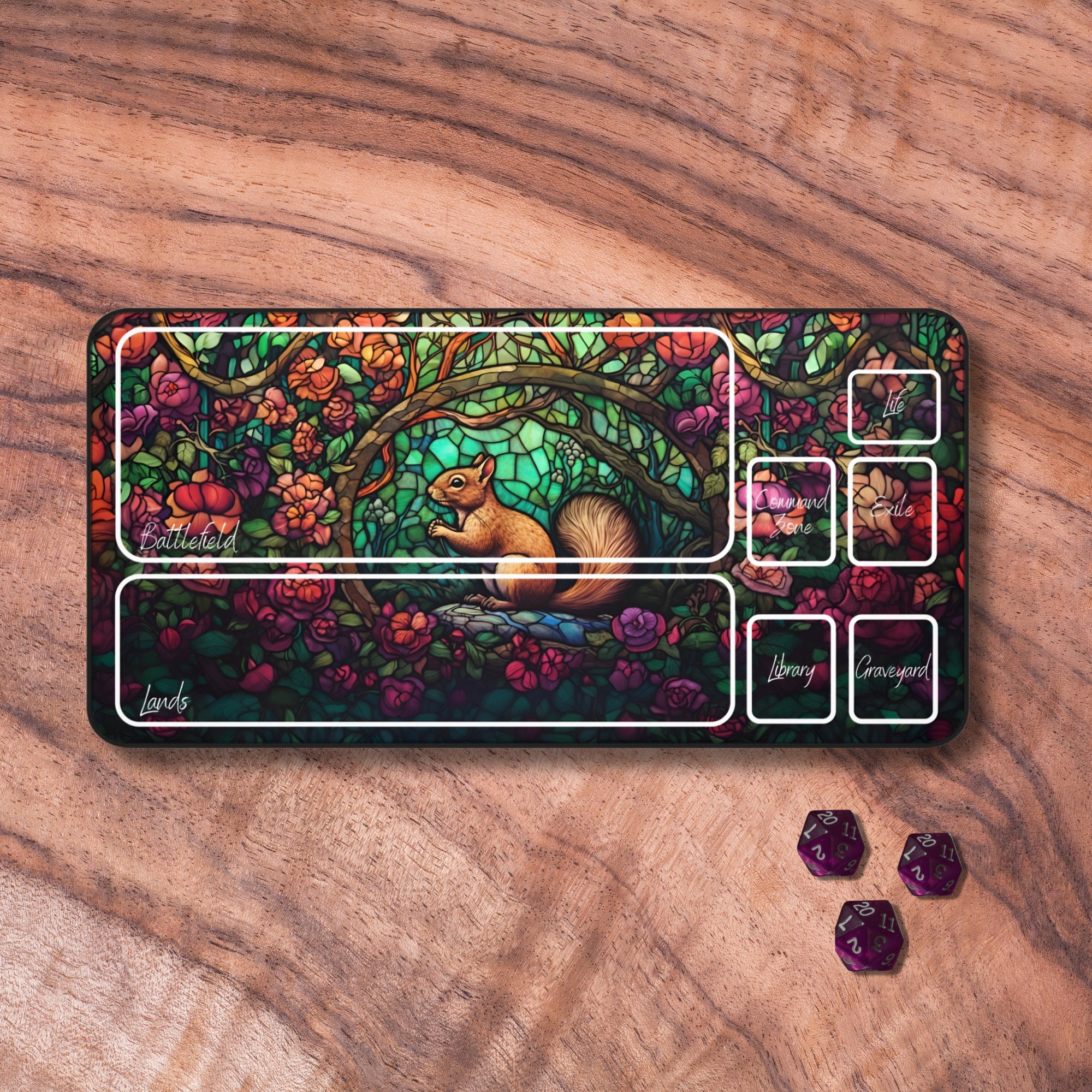 MTG Playmat Squirrel, Stained Glass Themed MTG Playmat Available With ...