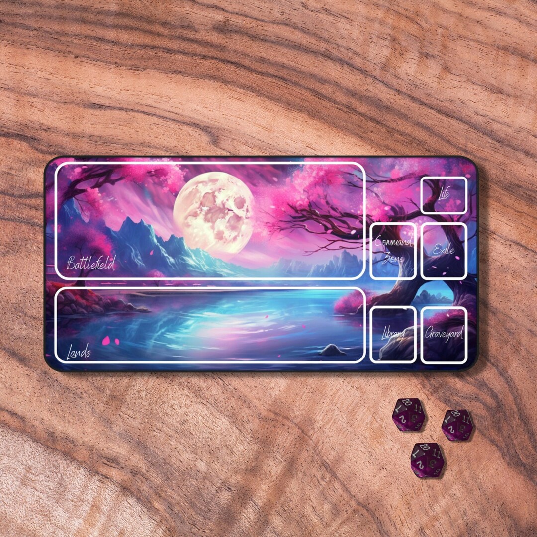 MTG Playmat Pink, MTG Playmat With Zones, Japanese Themed TCG Playmat ...