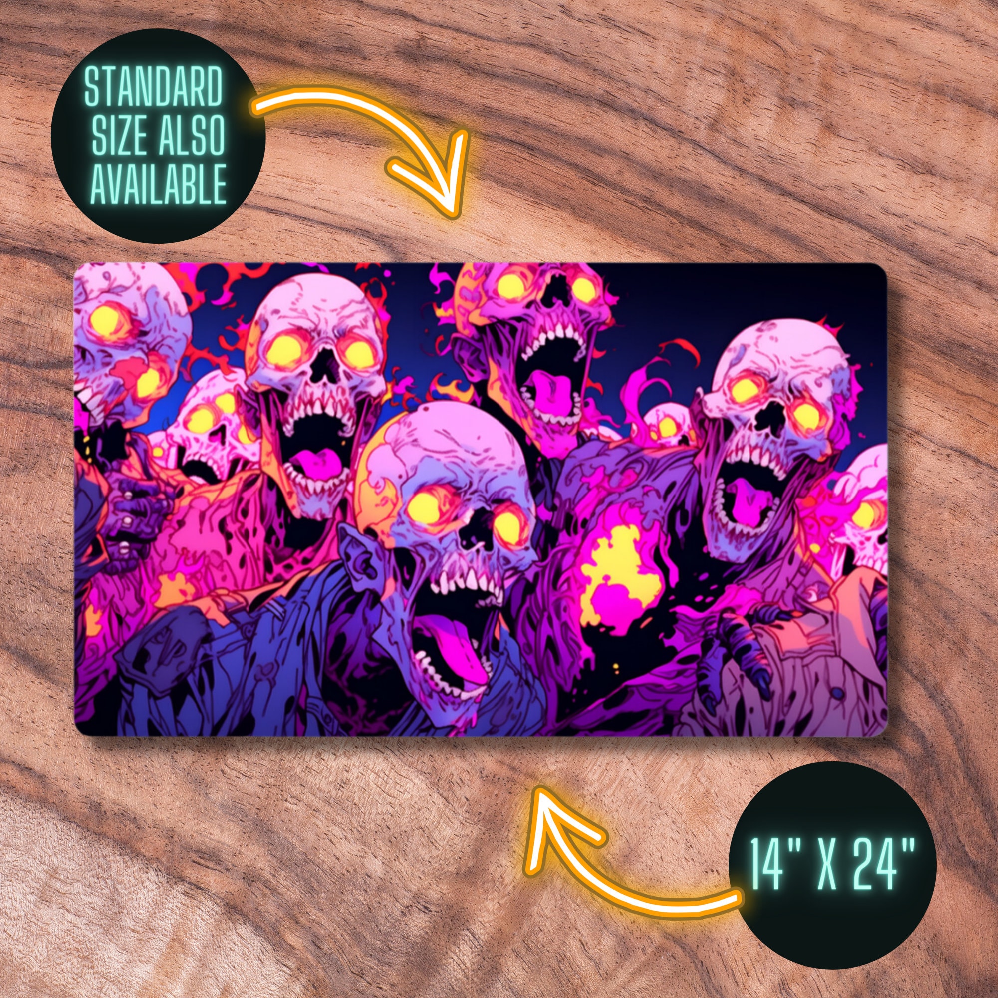 MTG Playmat Zombie, MTG Playmat With Zones or Without Zones, Neon Pink ...
