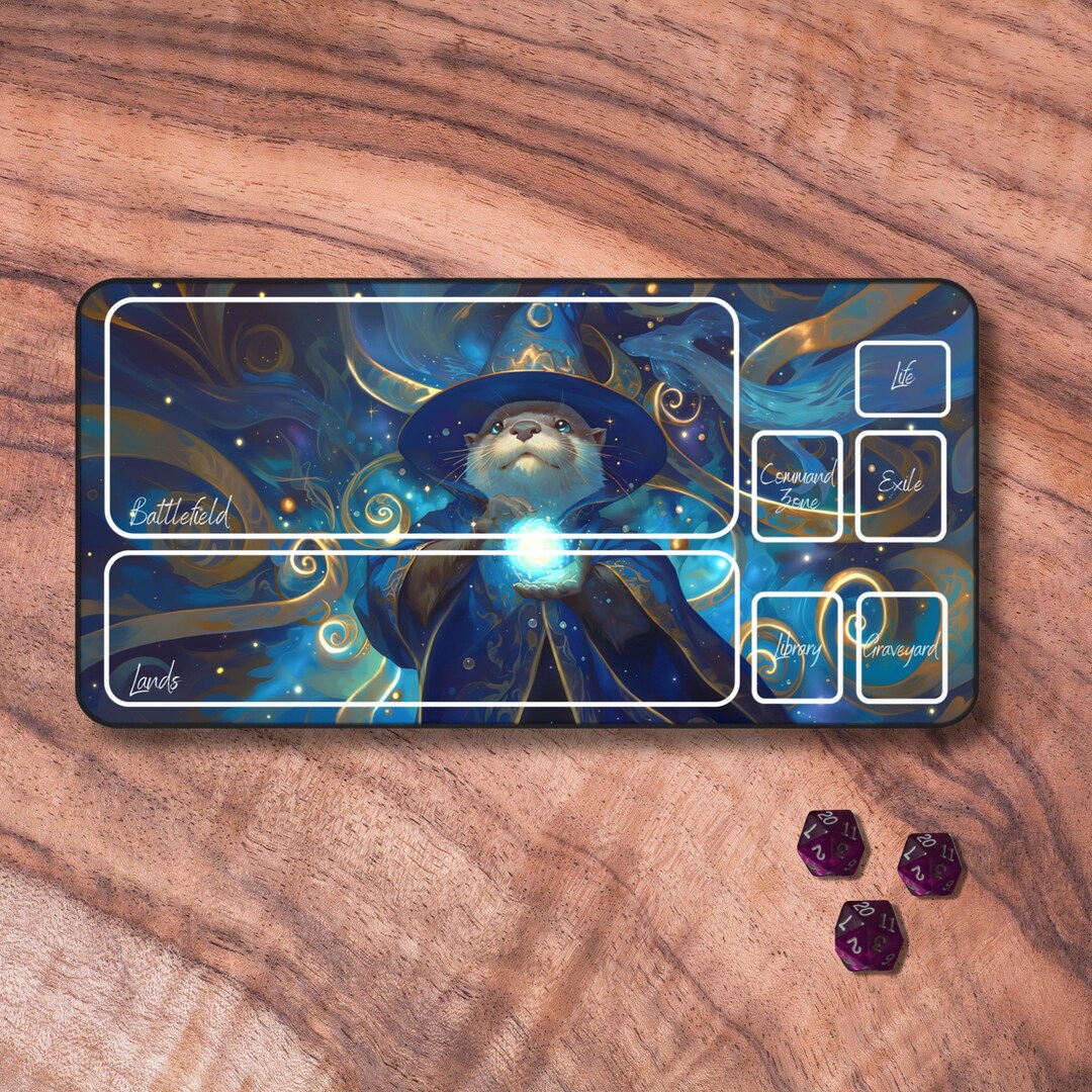 MTG Playmat With Zones, Otter Wizard Themed TCG Playmat, Unofficial MTG ...
