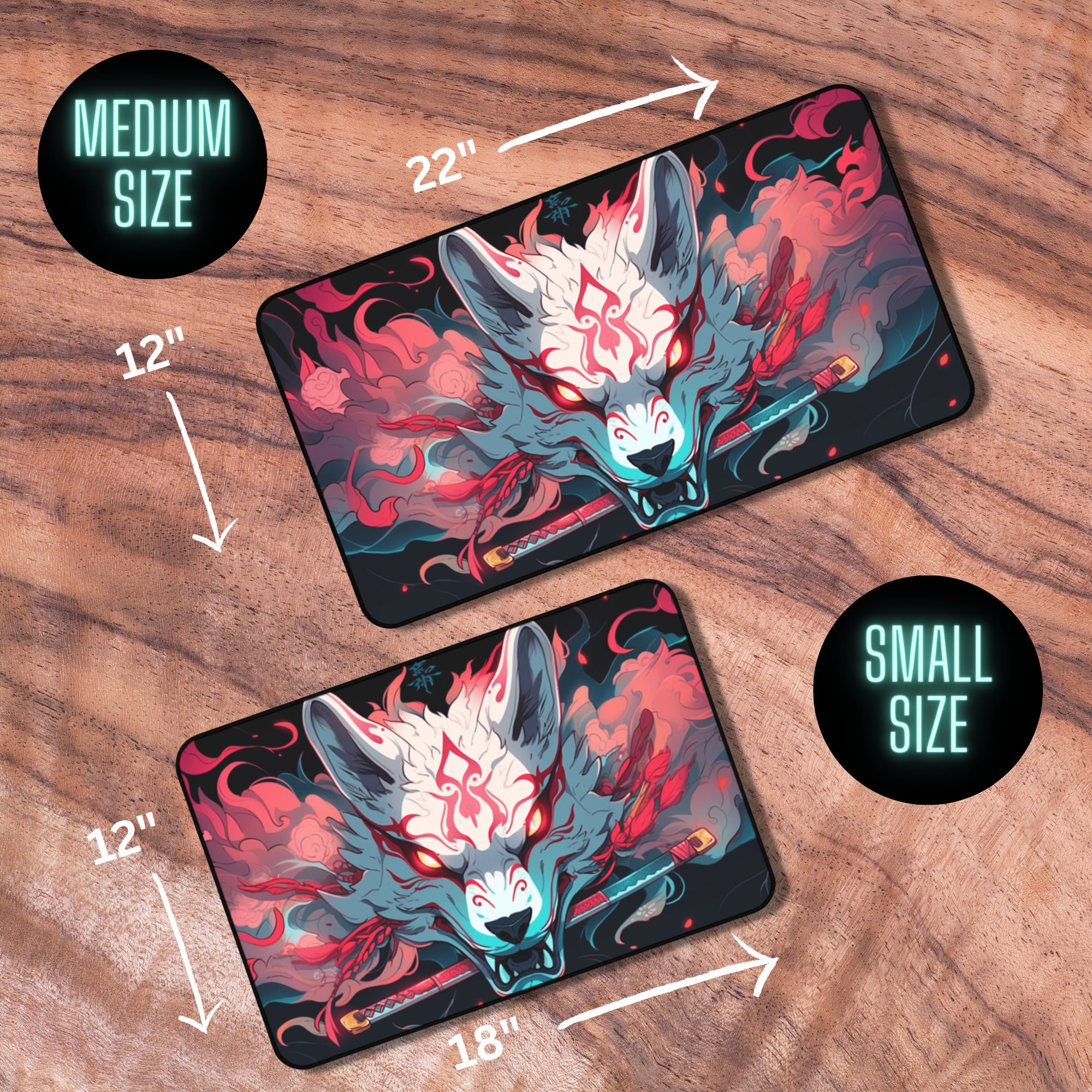 MTG Playmat Japanese, Samurai Themed MTG Playmat With Zones, Kitsune ...