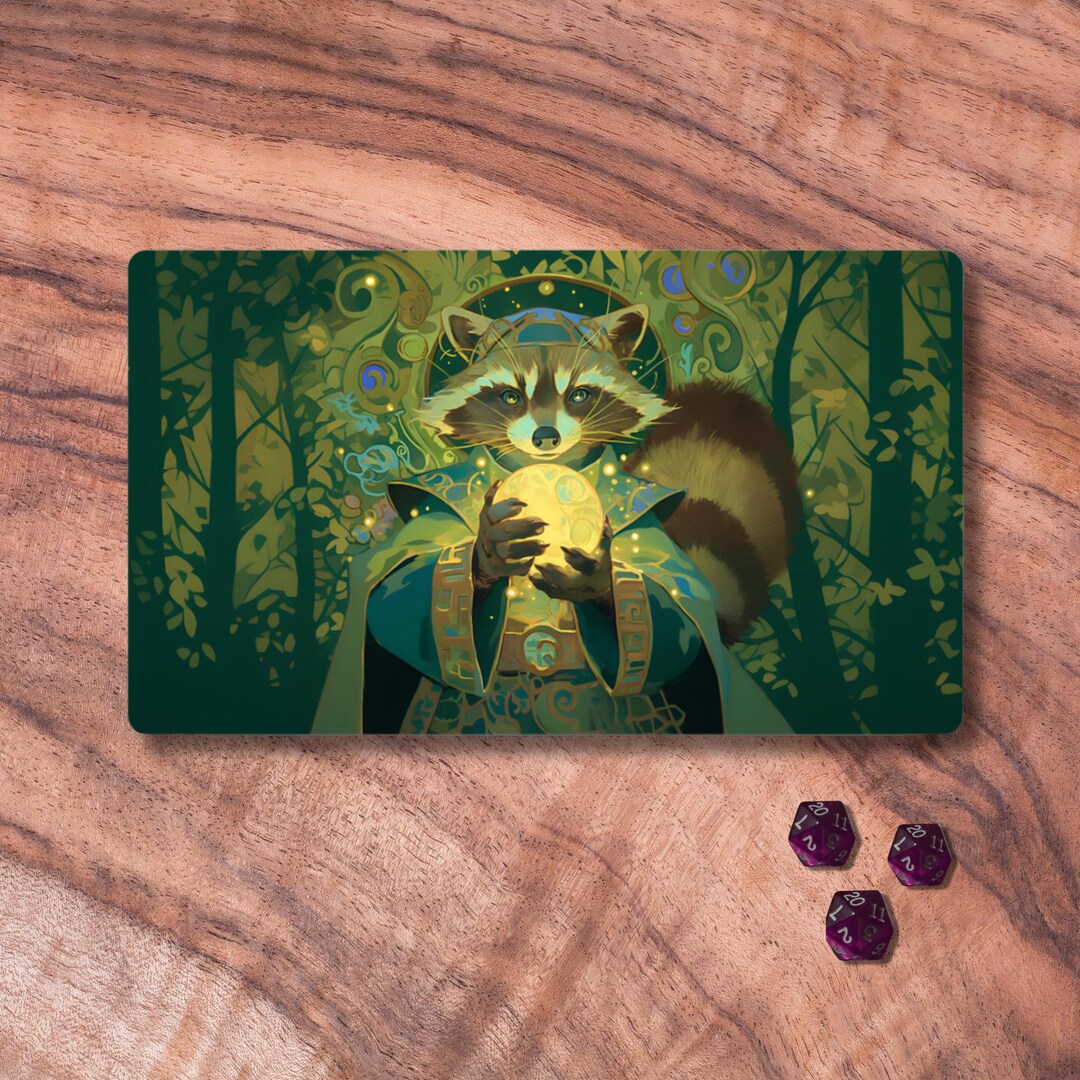 MTG Playmat With Zones,raccoon Sorcerer Themed TCG Playmat, Unofficial ...
