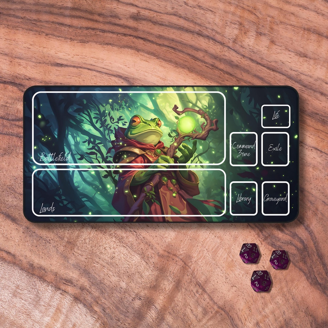 MTG Playmat With Zones, Frog Sorcerer Themed TCG Playmat, Unofficial ...