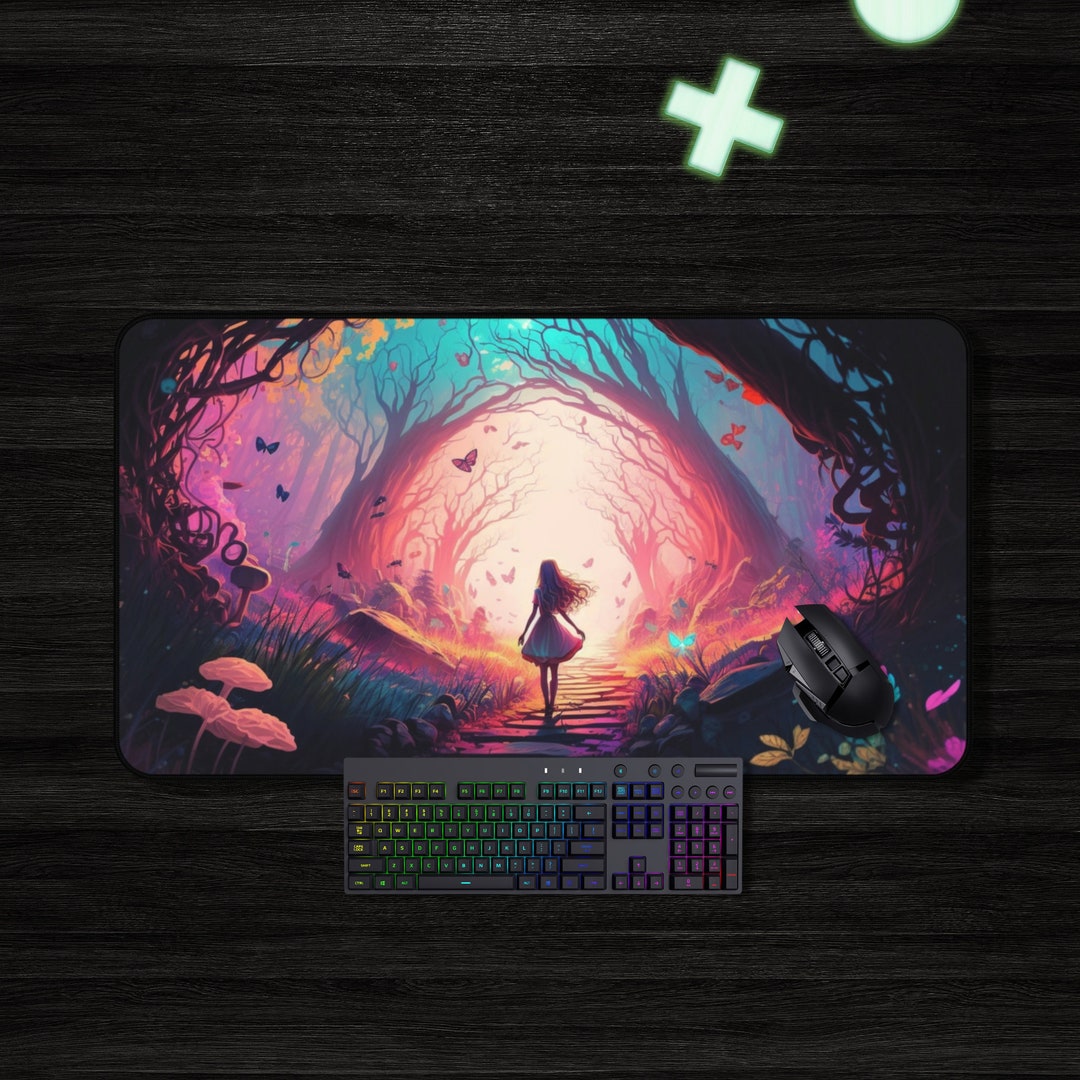 Alice in Wonderland Gaming Desk Mat, Fantasy Themed Large Mouse Pad ...