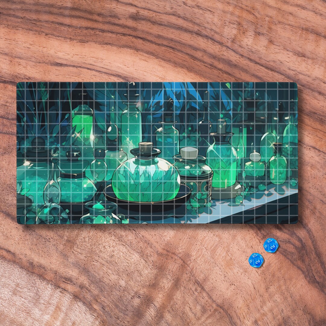 TCG Playmat Compatible With DND, Magic Potion Themed TCG Playmat, Green ...
