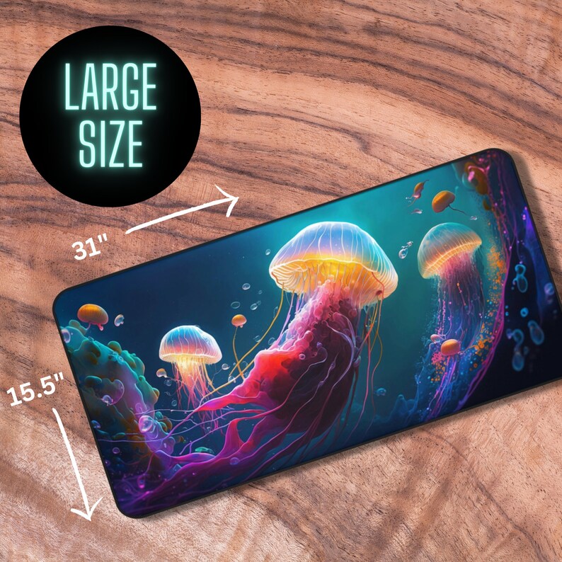 Jellyfish Desk Mat Ocean Themed Mouse Pad Colorful Keyboard - Etsy