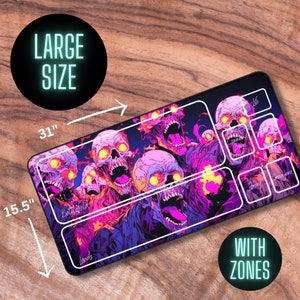 MTG Playmat Zombie, MTG Playmat With Zones, Neon Pink Card Playmat, MTG ...