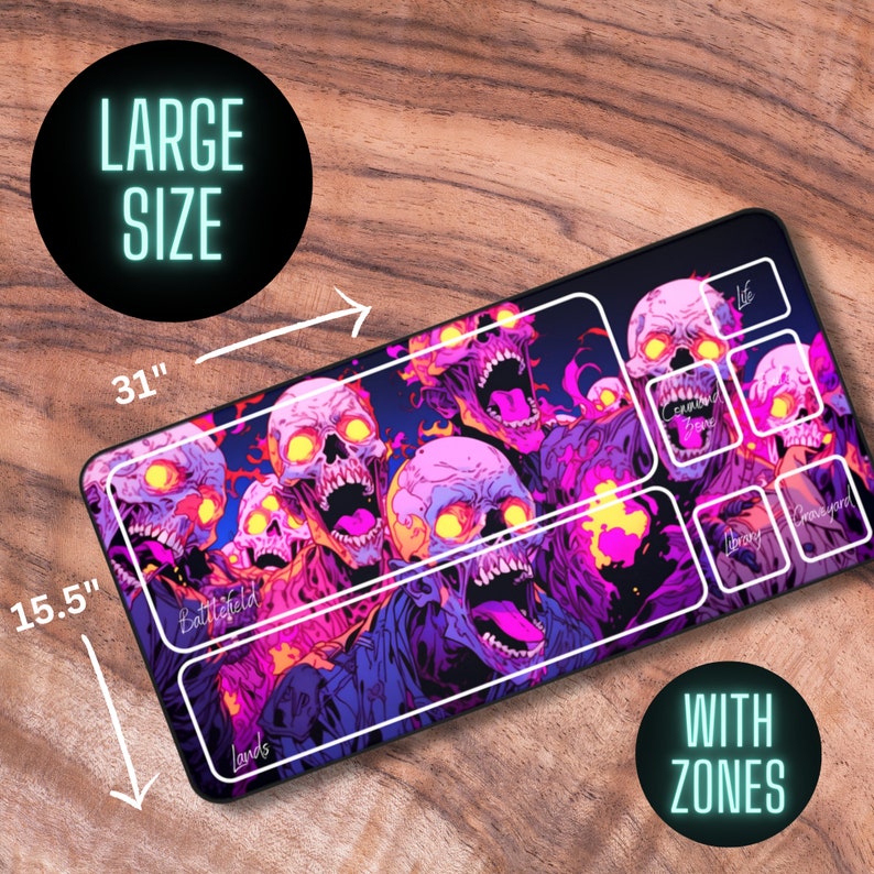 MTG Playmat Zombie, MTG Playmat With Zones or Without Zones, Neon Pink ...