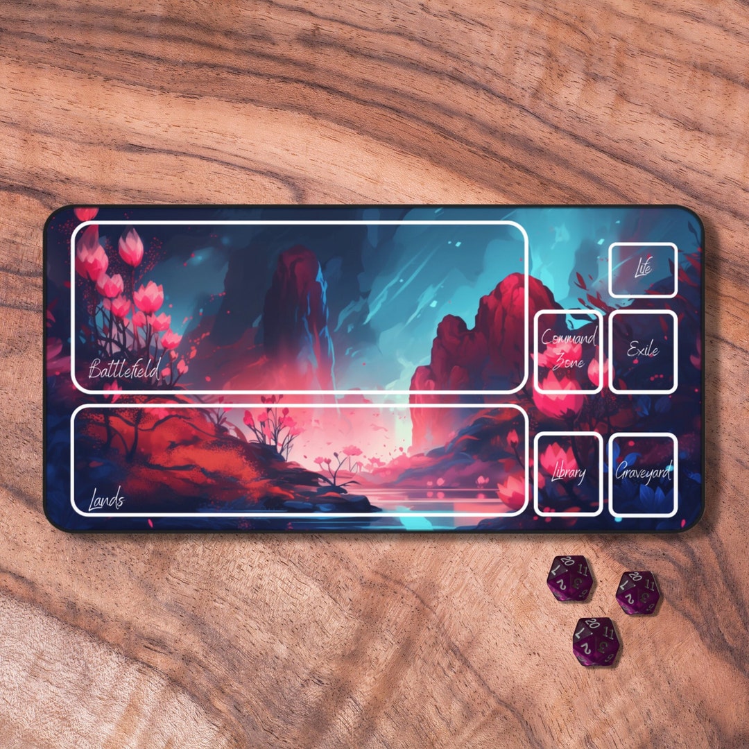 MTG Playmat With Zones, MTG Playmat Commander, Red and Blue Themed TCG ...