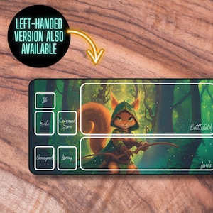 MTG Playmat With Zones, Cute Squirrel Themed MTG Playmat, Green Forest ...