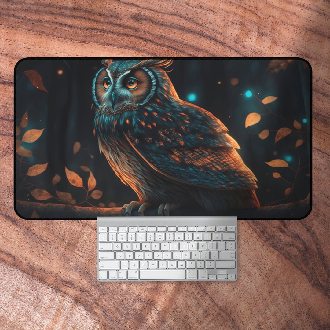 Owl Desk Mat, Enchanted Forest Mouse Pad, Dark Academia Desk ...