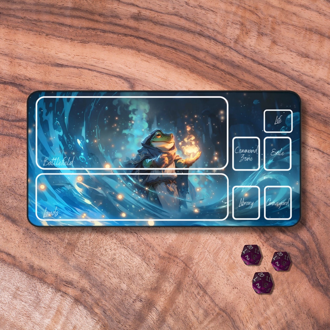 MTG Playmat With Zones, Frog Themed MTG Playmat, Frog Wizard Themed TCG ...