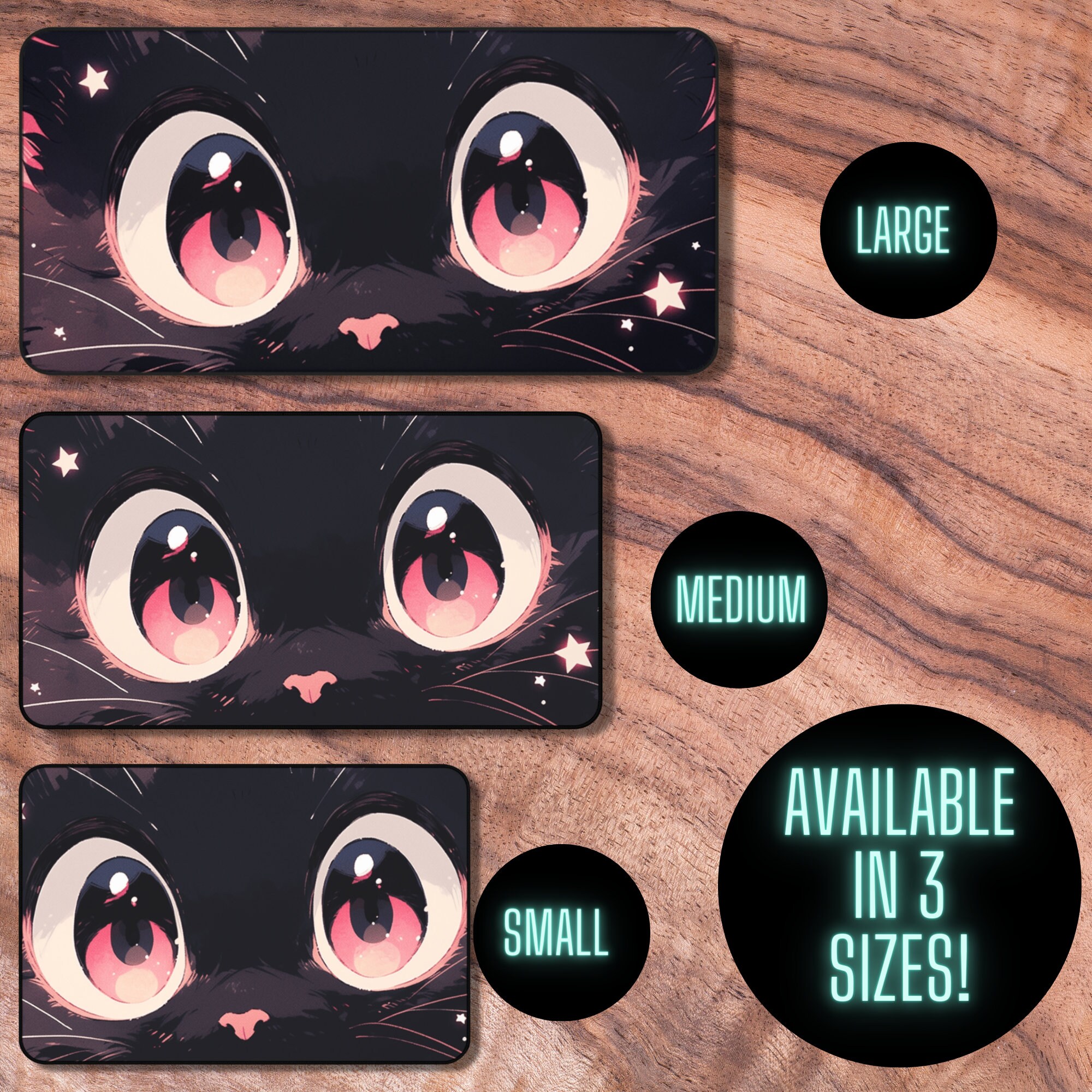 Desk Mat Anime Cute Cat Mouse Pad Anime Cat Themed Gaming - Etsy
