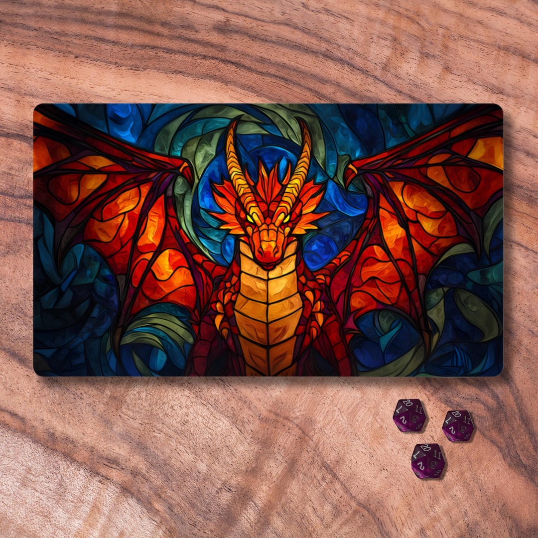 MTG Playmat Dragon, MTG Playmat, Stained Glass TCG Playmat, Neoprene ...