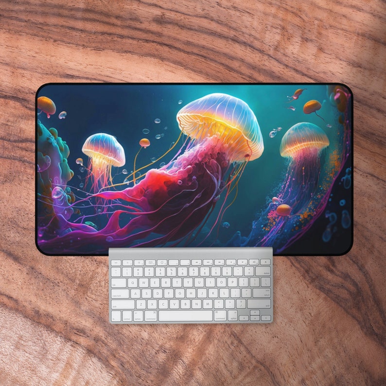 Jellyfish Desk Mat Ocean Themed Mouse Pad Colorful Keyboard - Etsy