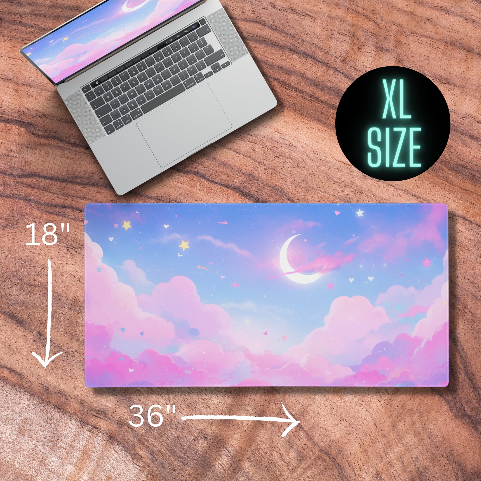 Desk Mat Kawaii, Cute Pink Gaming Mouse Pad, Anime Sky Themed Laptop ...
