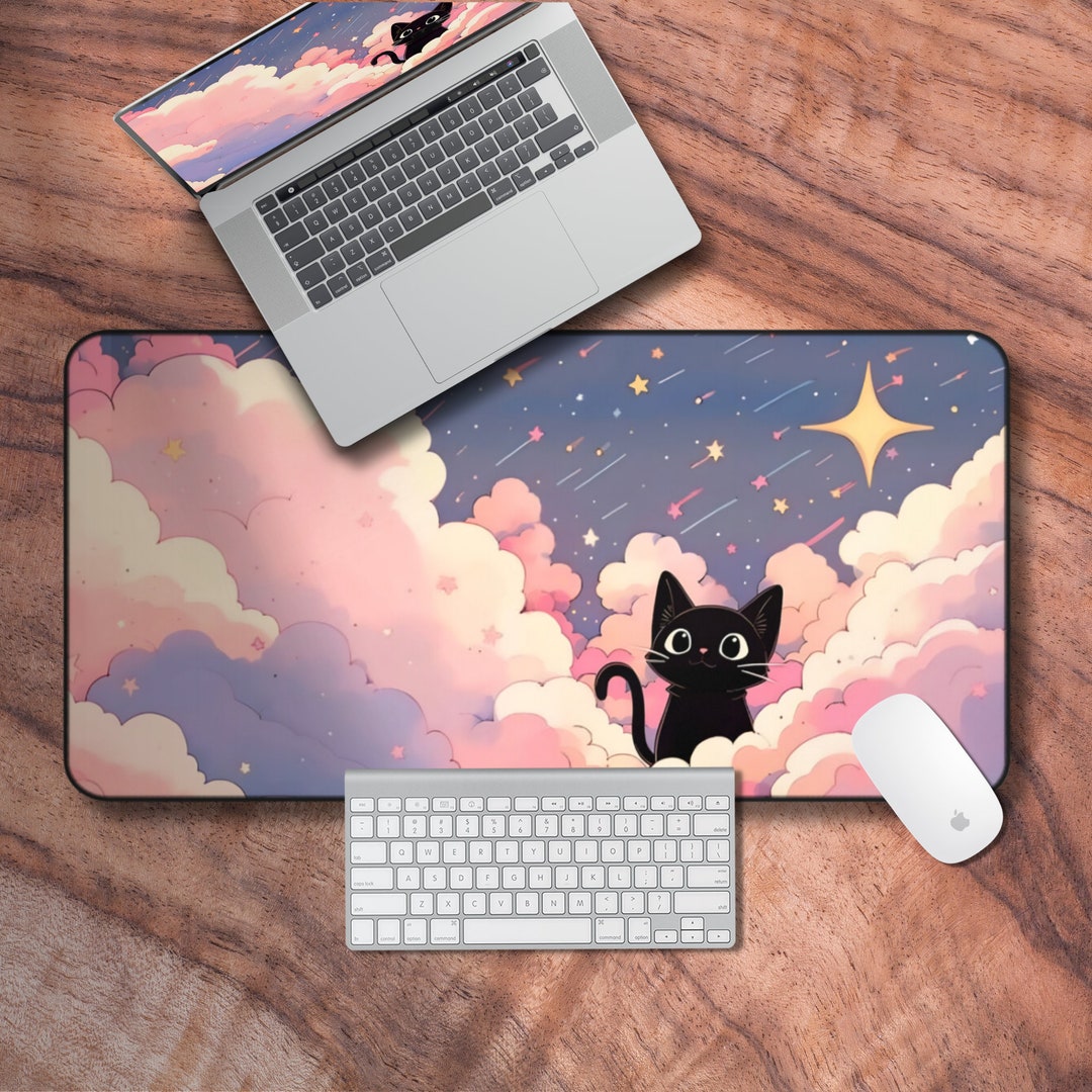 Desk Mat Aesthetic, Lofi Desk Mat, Cute Pastel Cloud Gaming Mouse Pad ...