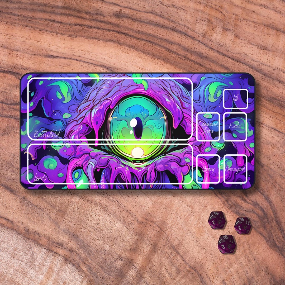 MTG Playmat With Zones, 80's Monster Horror Themed TCG Playmat ...