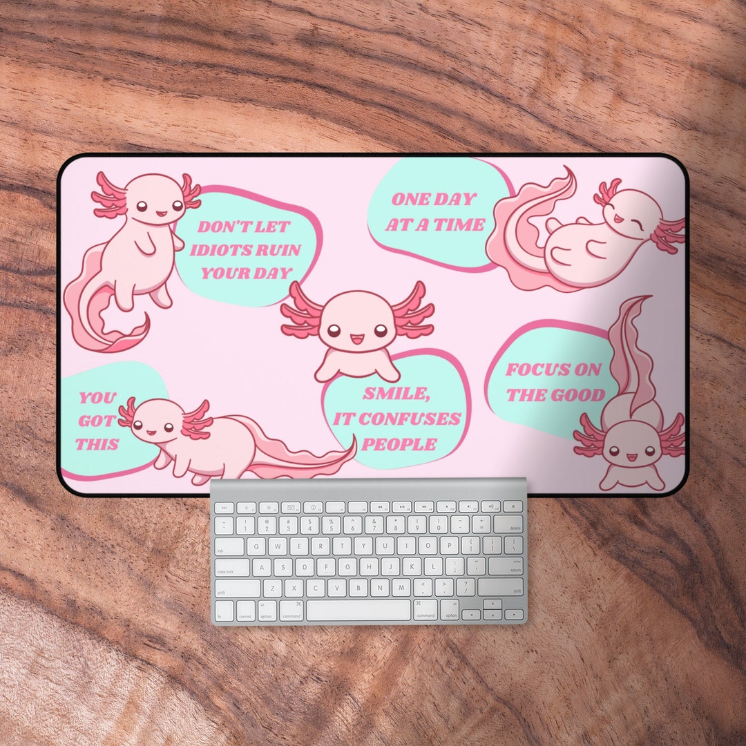 Kawaii Axolotl Desk Mat, Positivity Mouse Pad, Pink Gaming Mouse Pad ...