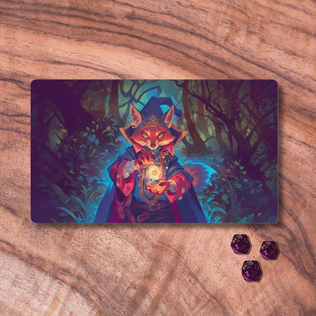 MTG Playmat With Zones, Fox Sorcerer Themed TCG Playmat, Unofficial MTG ...